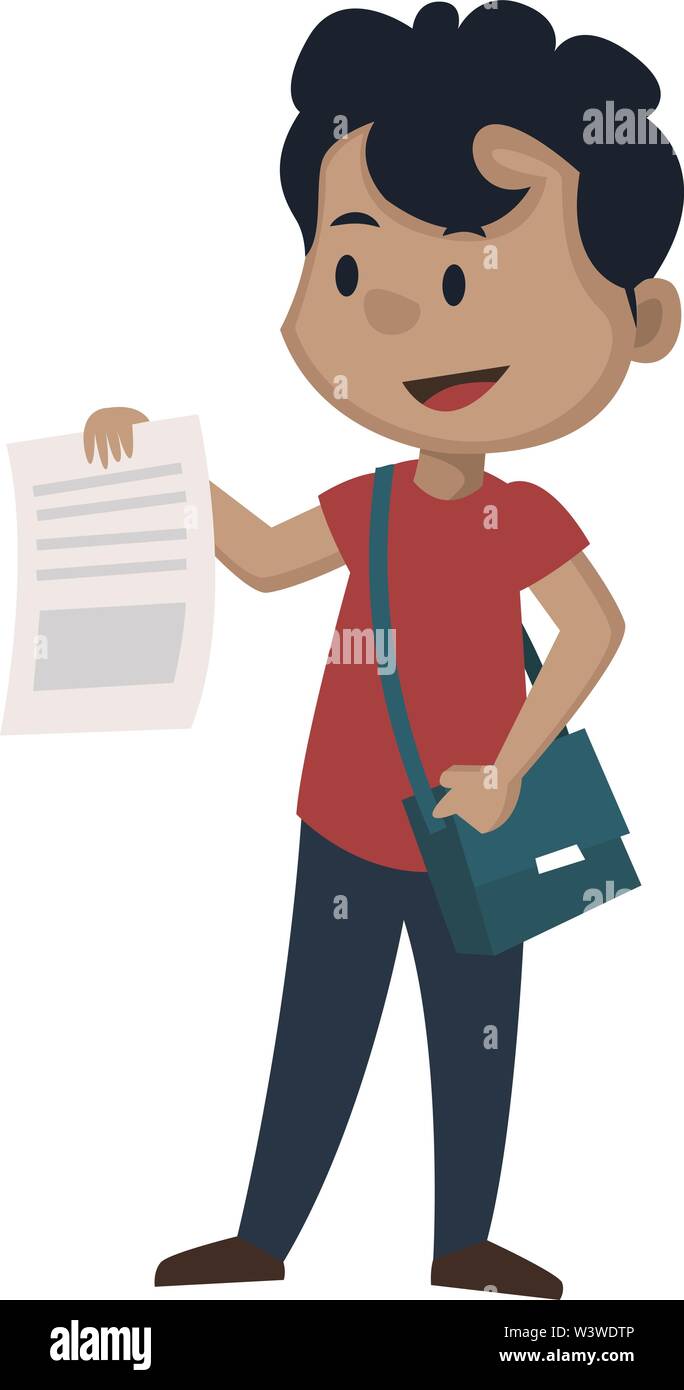 Boy is showing notes, illustration, vector on white background Stock ...
