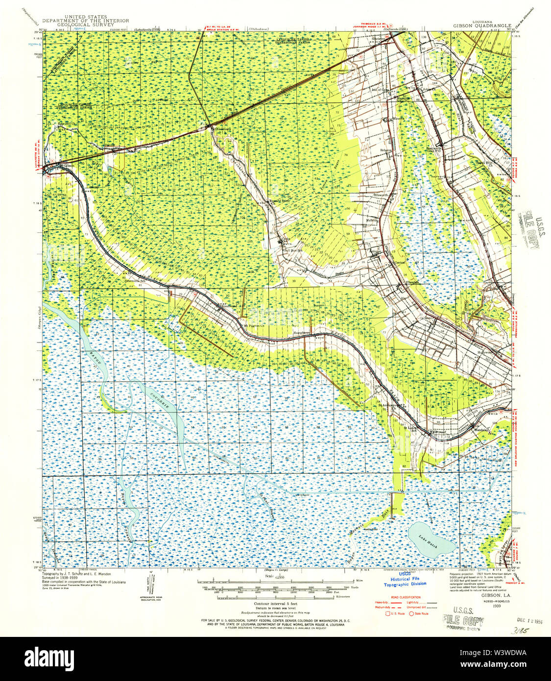 USGS TOPO Map Louisiana LA Gibson 334584 1939 62500 Restoration Stock ...