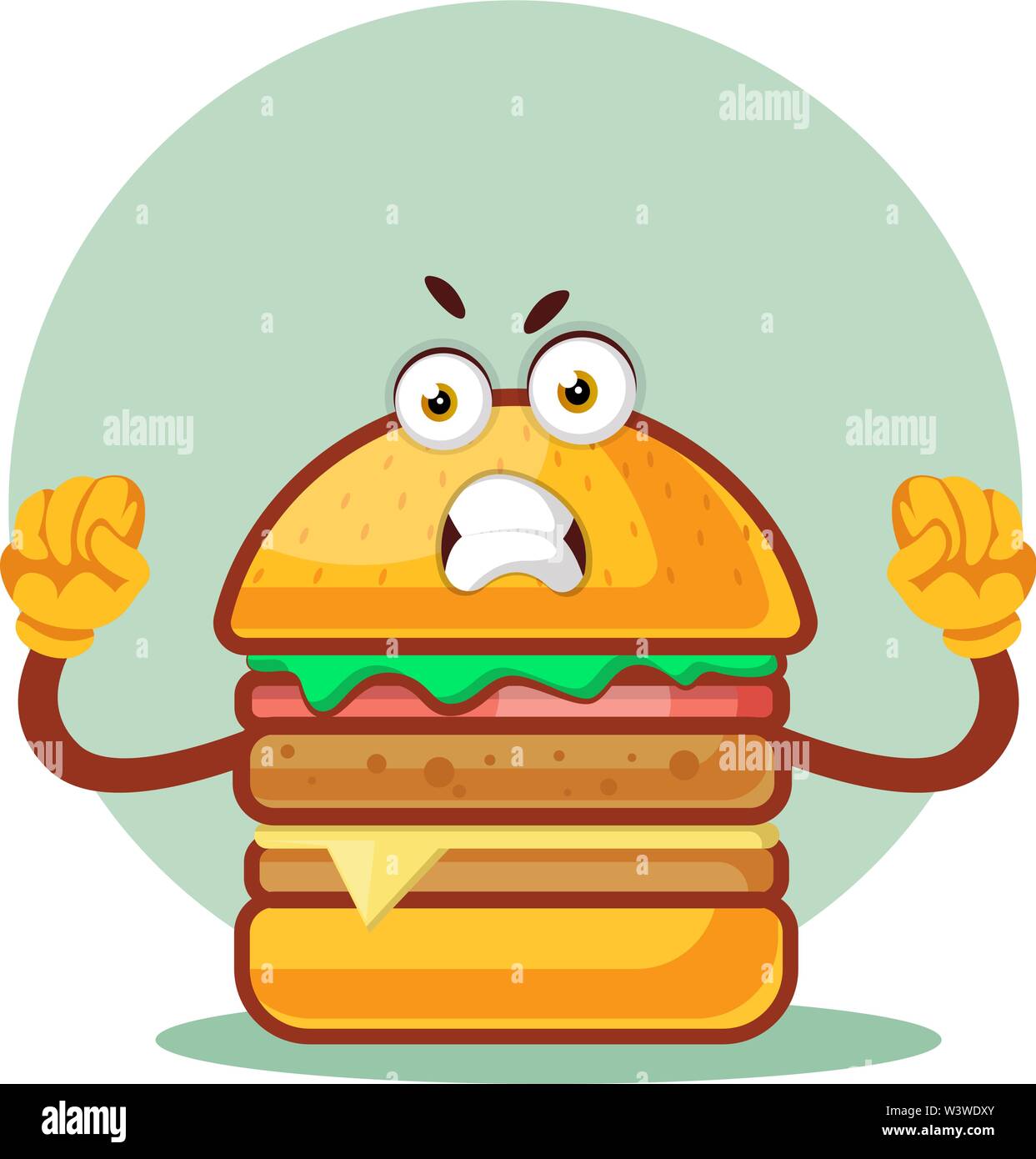 Angry burger, illustration, vector on white background Stock Vector ...