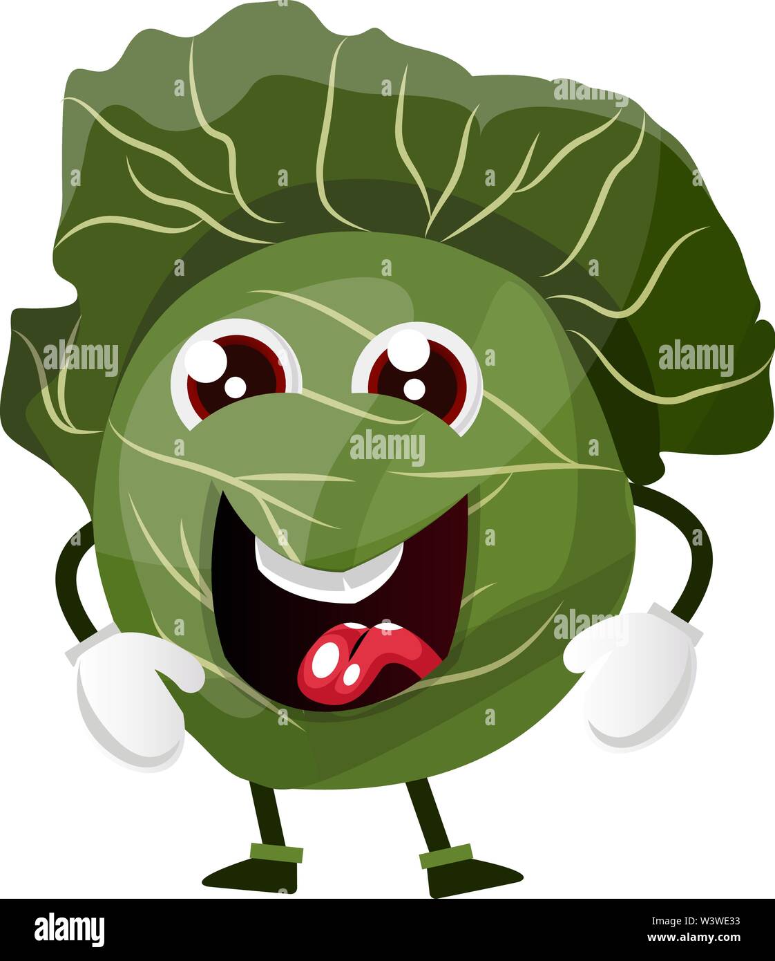 Happy cabbage, illustration, vector on white background Stock Vector ...