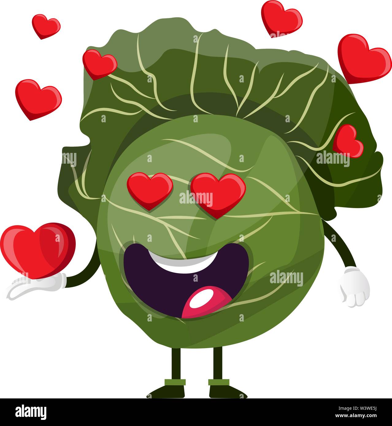 Cabbage is in love,, illustration, vector on white background Stock ...