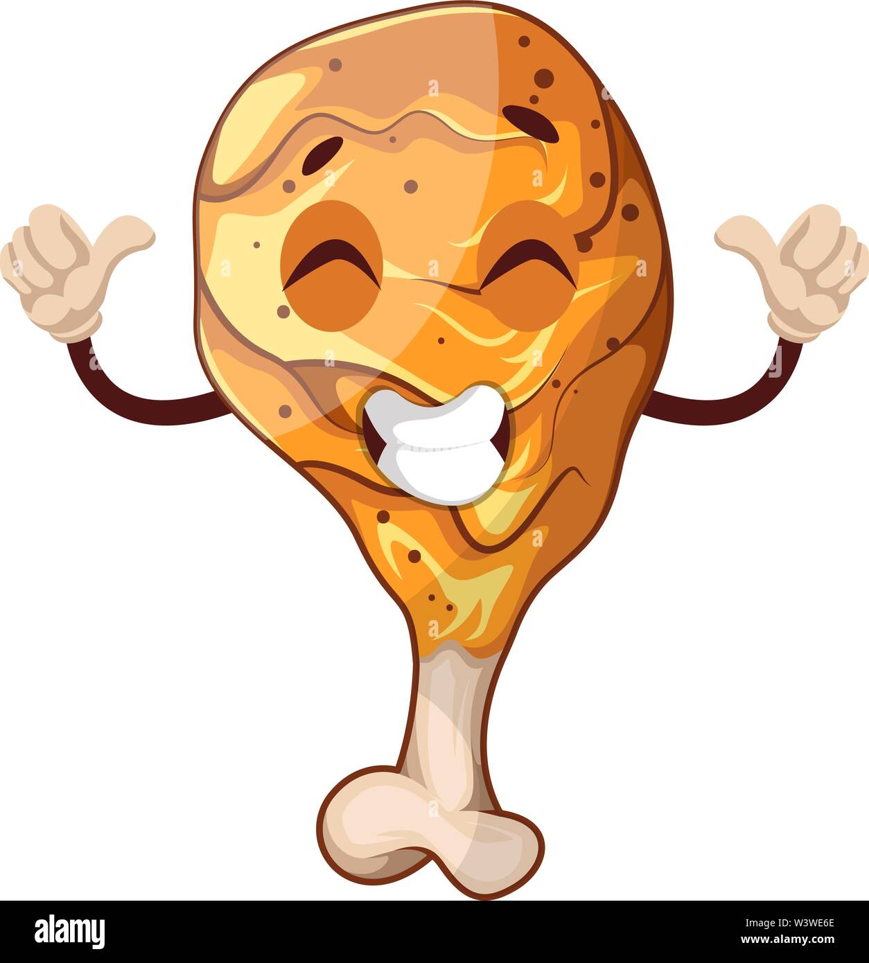 Happy, fried chicken, illustration, vector on white background Stock ...