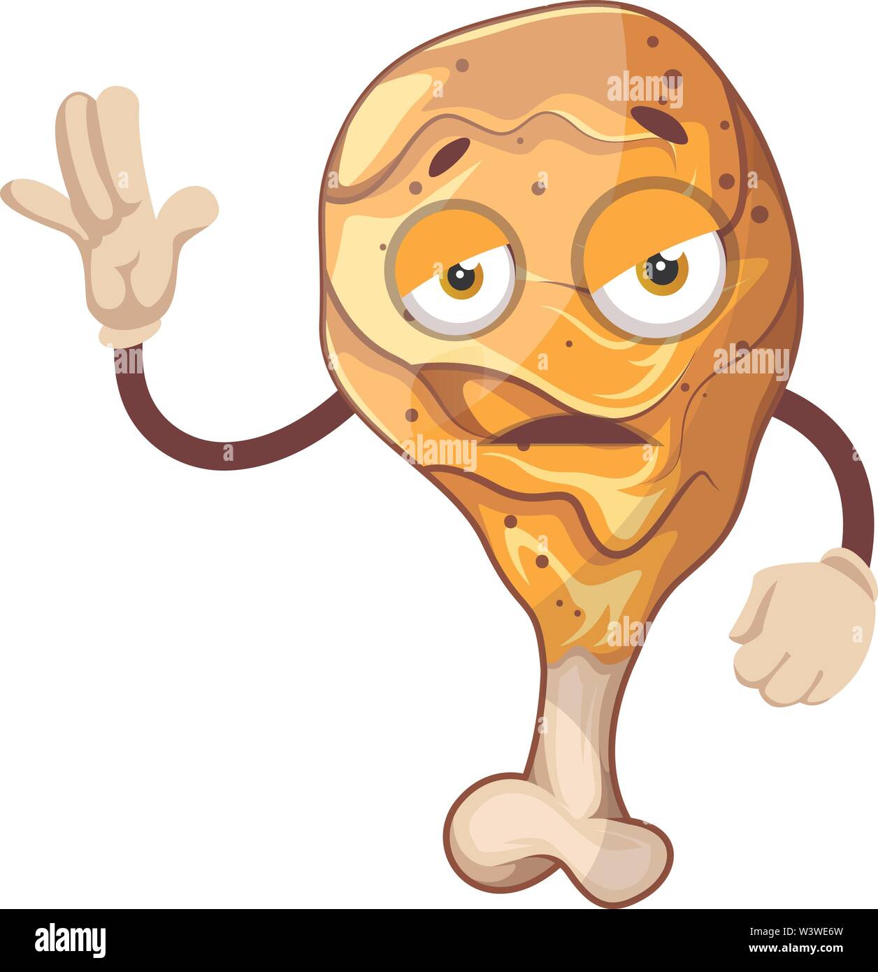 Tired, fried chicken, illustration, vector on white background Stock ...