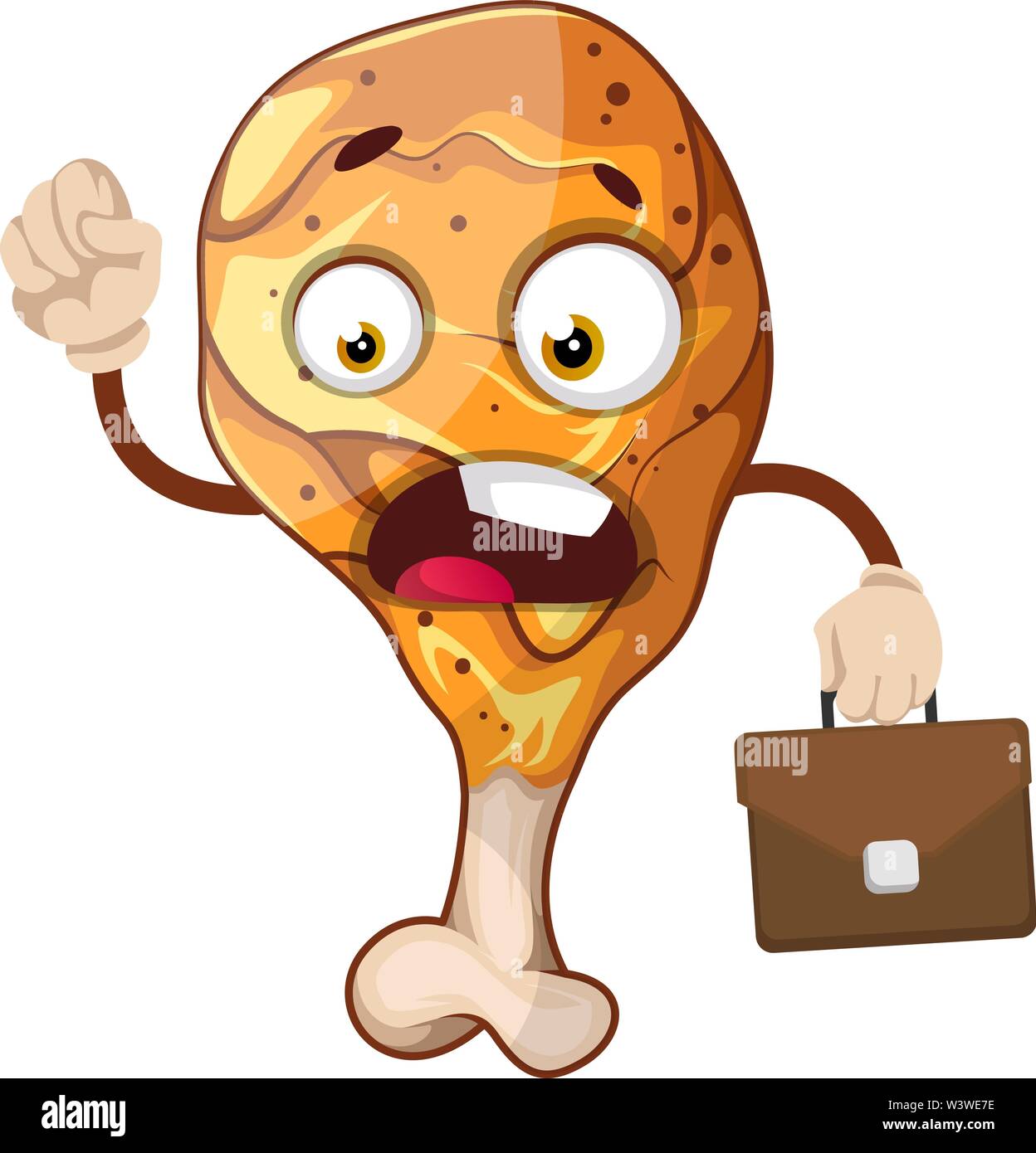 Nervous chicken leg as a businessman, illustration, vector on white ...