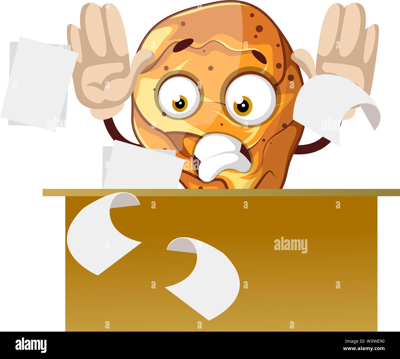 Nervous chicken leg as a businessman, illustration, vector on white ...