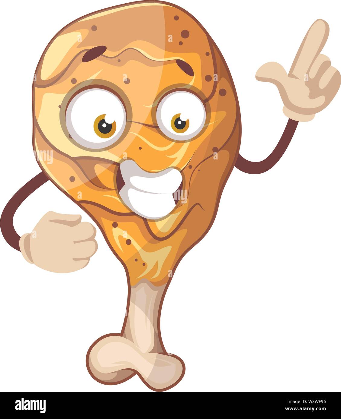 Funny, cheerful, fried chicken leg, illustration, vector on white ...