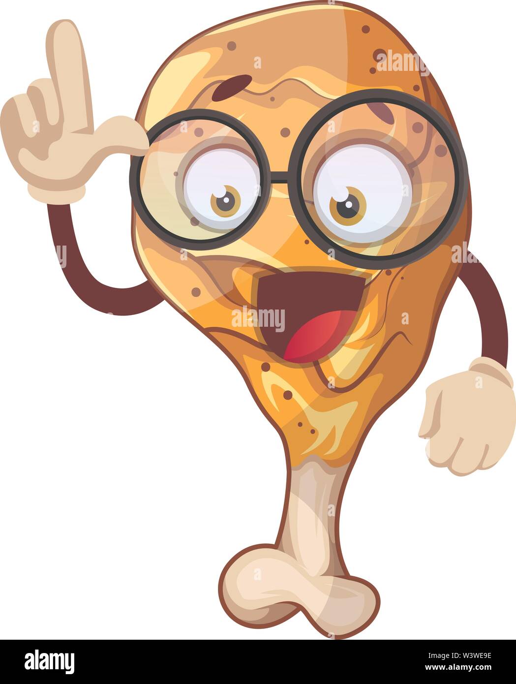 Fried chicken leg as a nerd, illustration, vector on white background ...