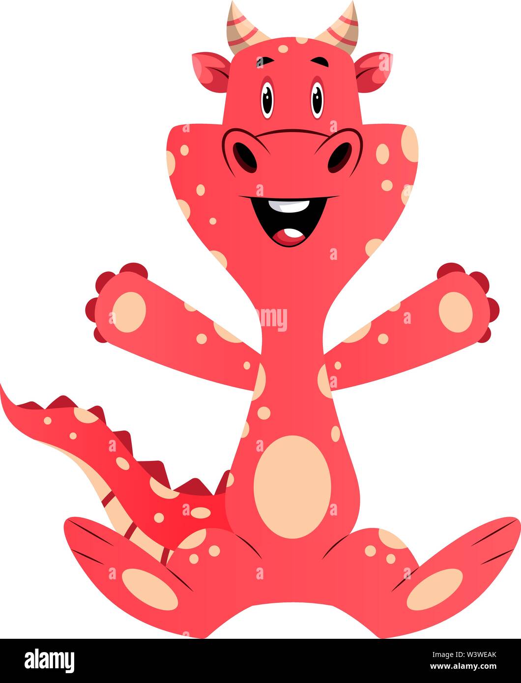 Red dragon is feeling happy, illustration, vector on white background ...
