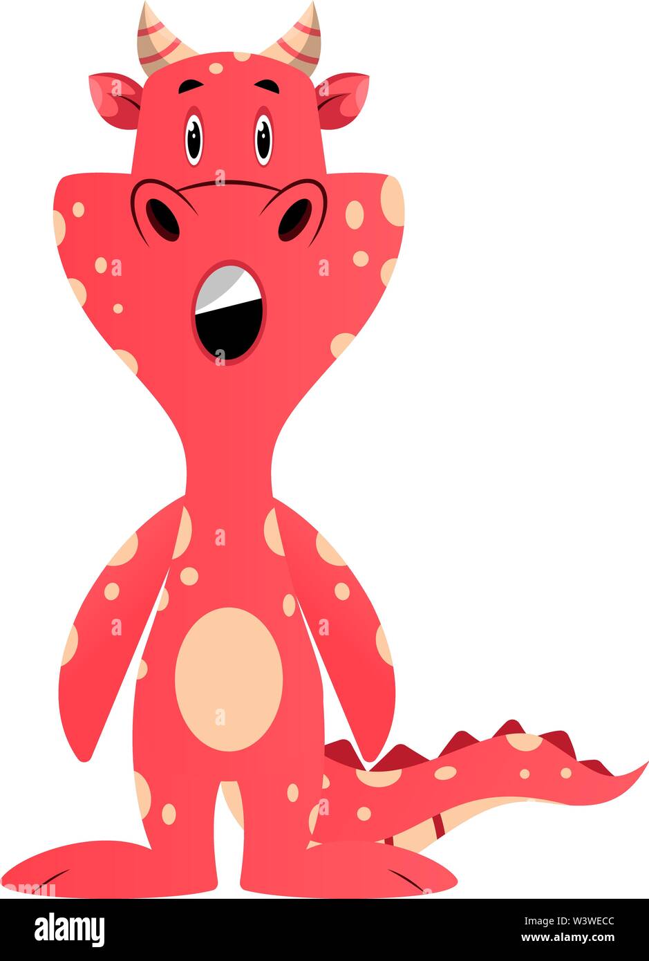 Red dragon is feeling surprised, illustration, vector on white ...
