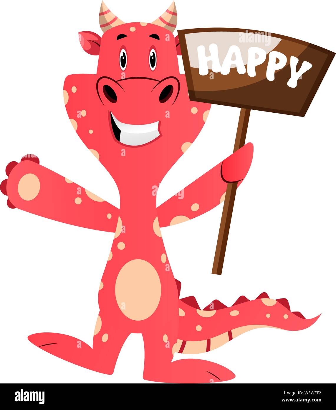 Red dragon is feeling happy, illustration, vector on white background ...