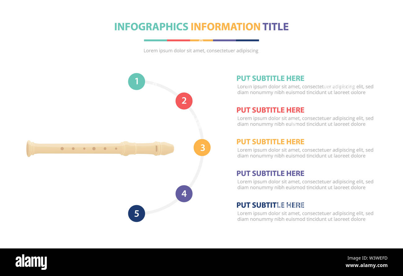 flute plastic infographic template concept with five points list and ...