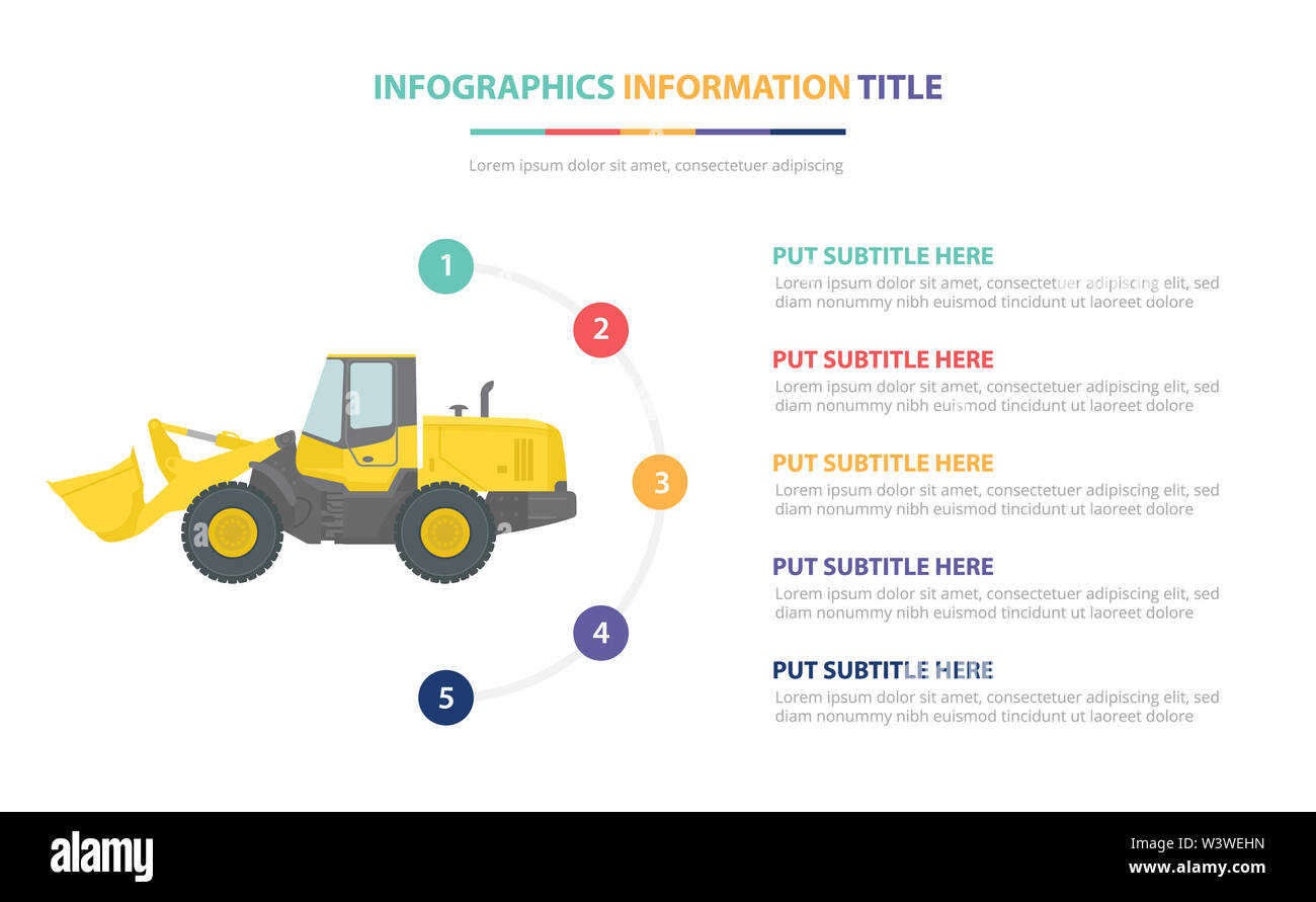 loader infographic template concept with five points list and various ...