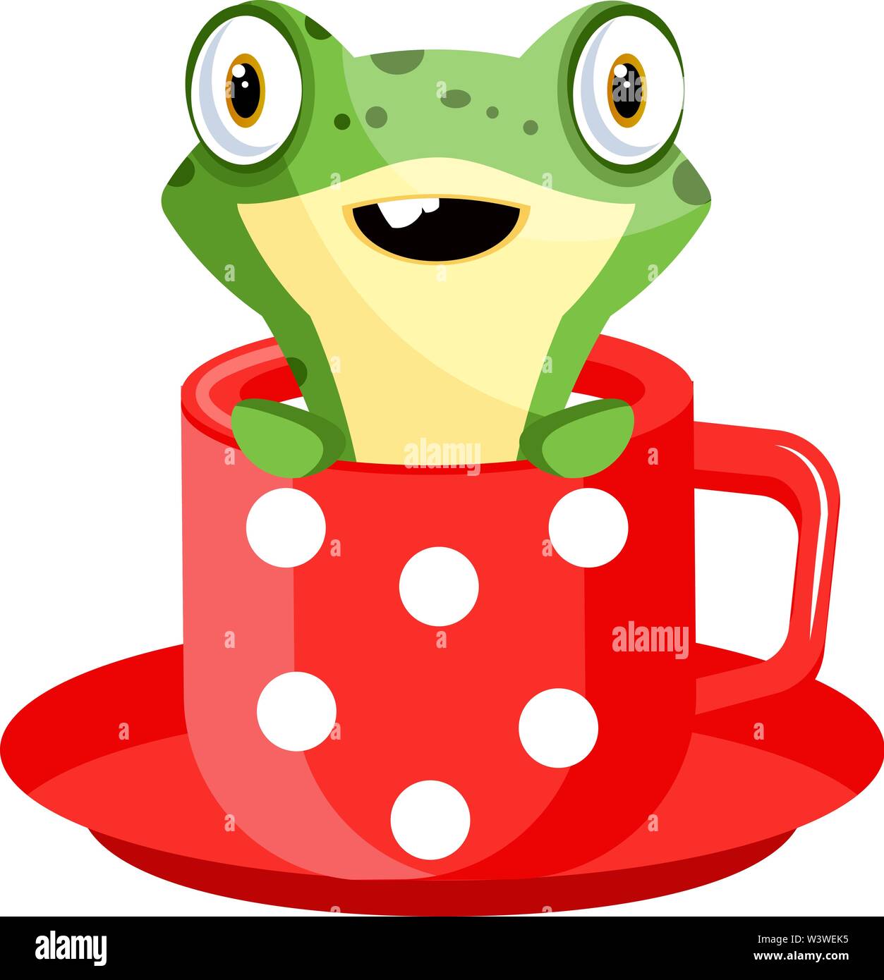 Joyful frog in a cup of tea, illustration, vector on white background ...