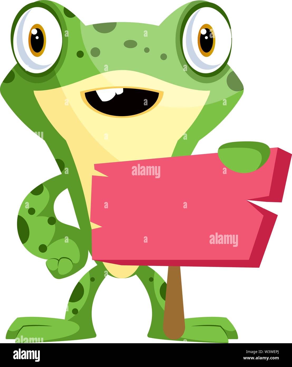 Cute baby frog holding a blank sign, illustration, vector on white ...