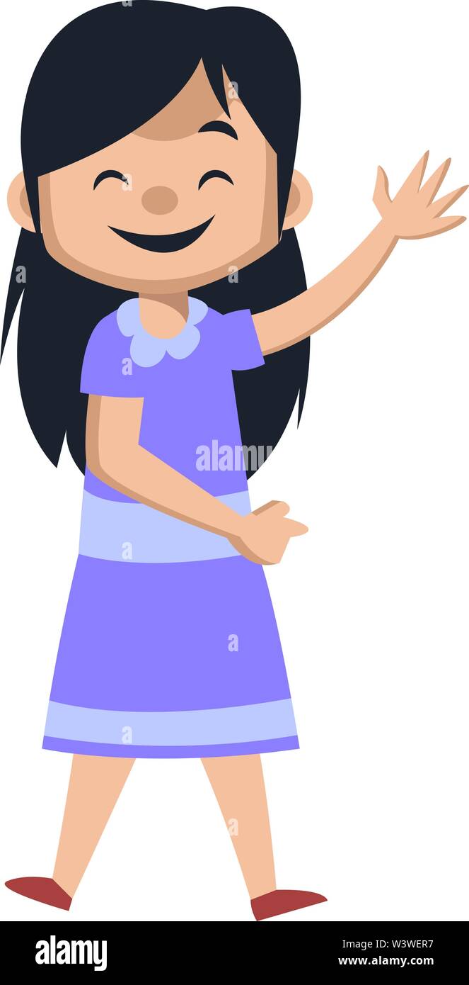 Cartoon Girl Waving Clip Art
