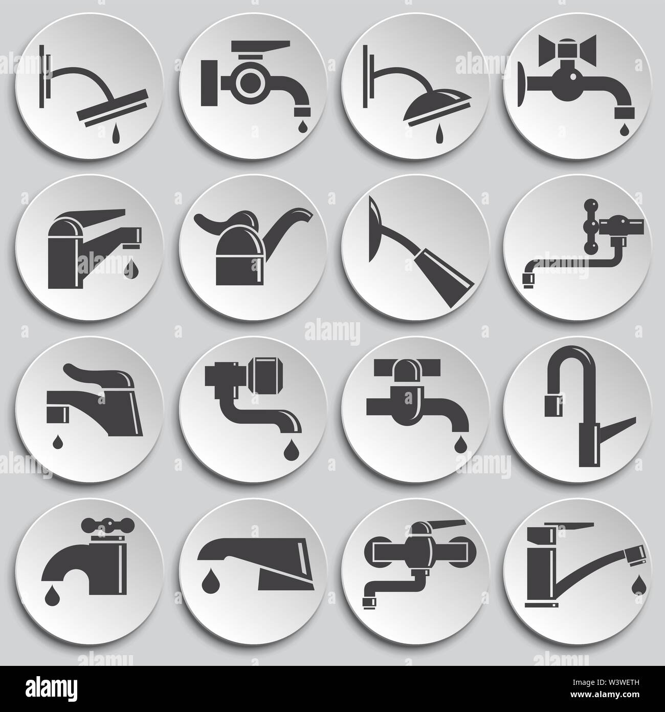 Faucet related icons set on background for graphic and web design ...