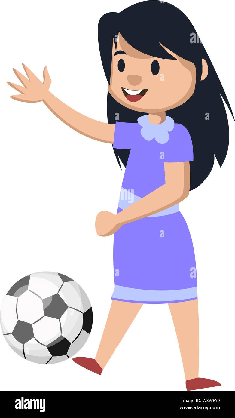 Girl with football, illustration, vector on white background Stock ...