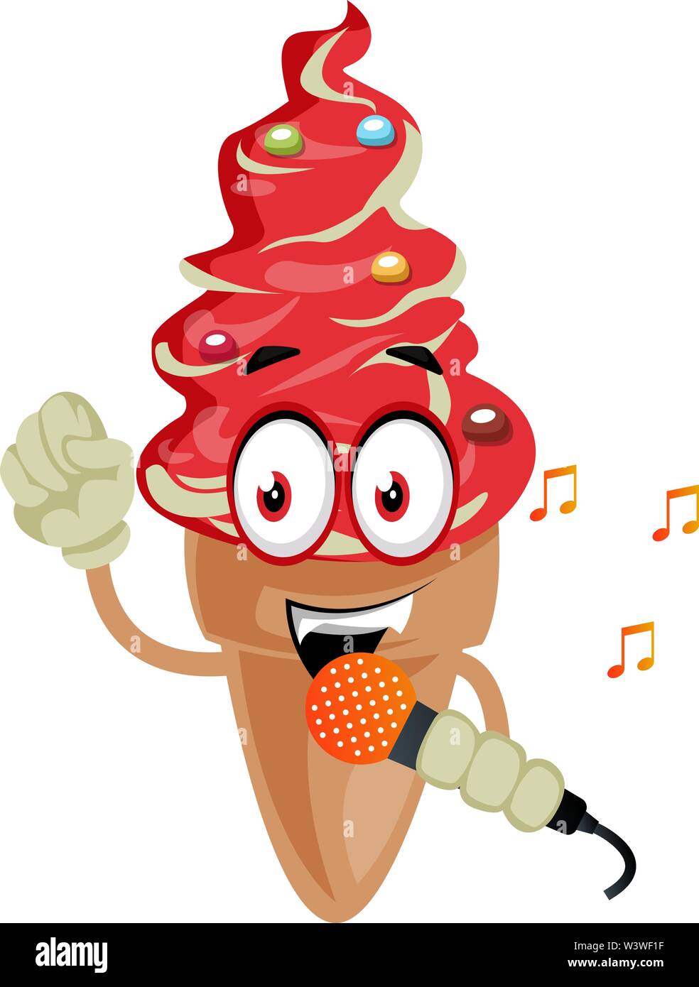 Ice cream with microphone, illustration, vector on white background ...