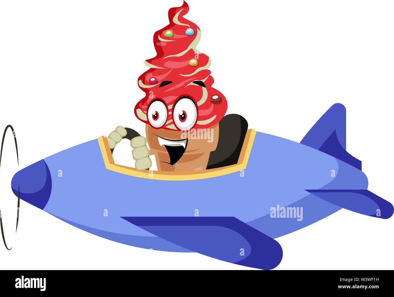 Ice cream in plane, illustration, vector on white background Stock ...