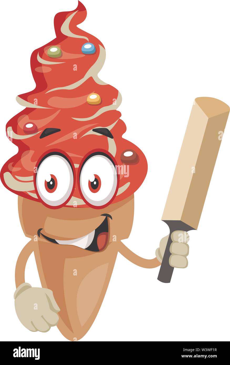 Ice cream with sword, illustration, vector on white background Stock ...