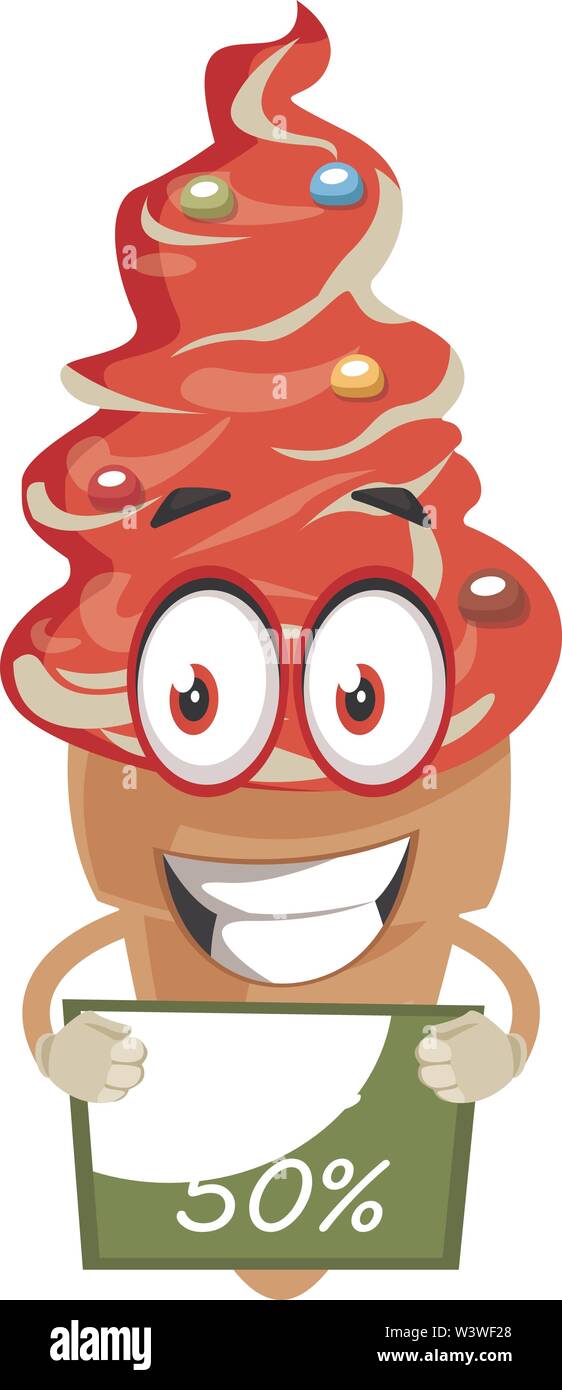 Happy ice cream on sale, illustration, vector on white background Stock ...
