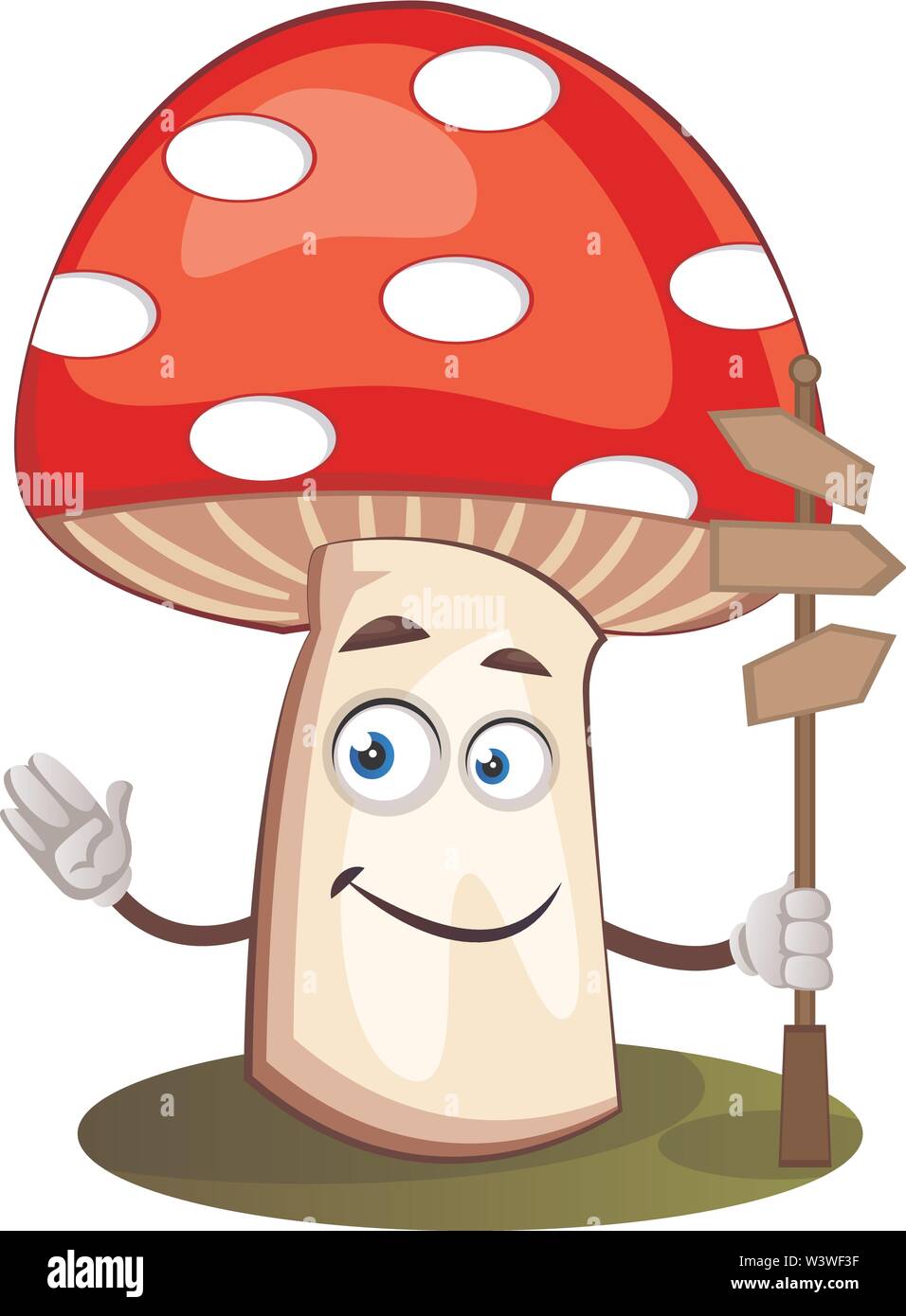 Mushroom with road sign, illustration, vector on white background Stock ...