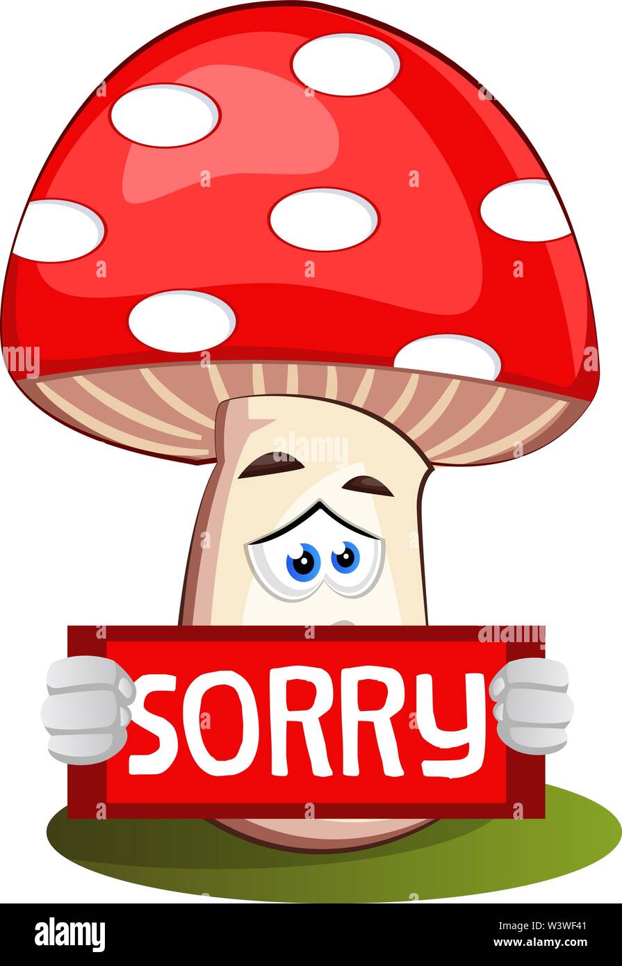 Mushroom with sorry sign, illustration, vector on white background ...