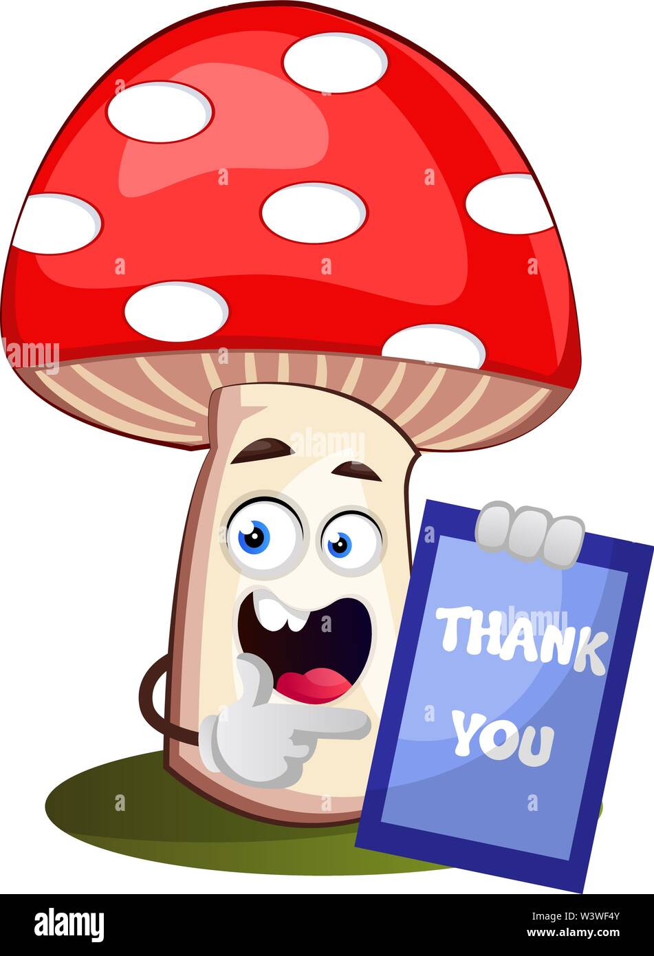 Mushroom with thank you sign, illustration, vector on white background ...