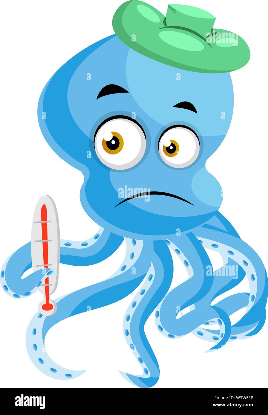 Sick octopus, illustration, vector on white background Stock Vector ...