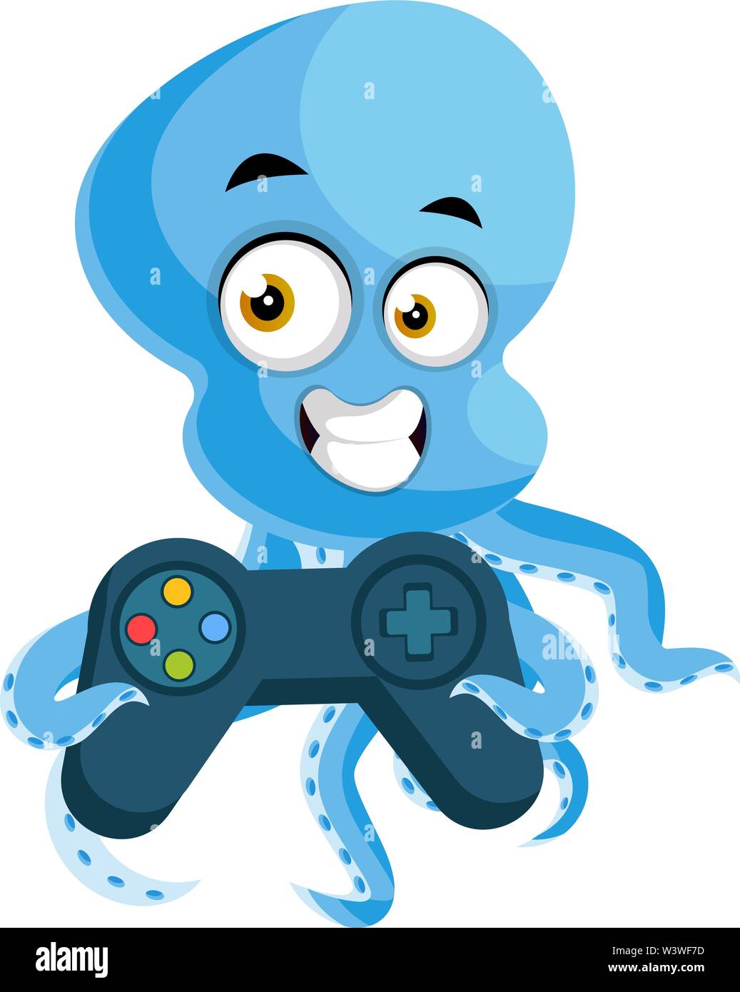 Octopus with gamepad, illustration, vector on white background Stock ...