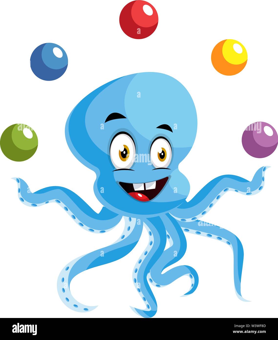 Octopus juggling, illustration, vector on white background Stock Vector ...