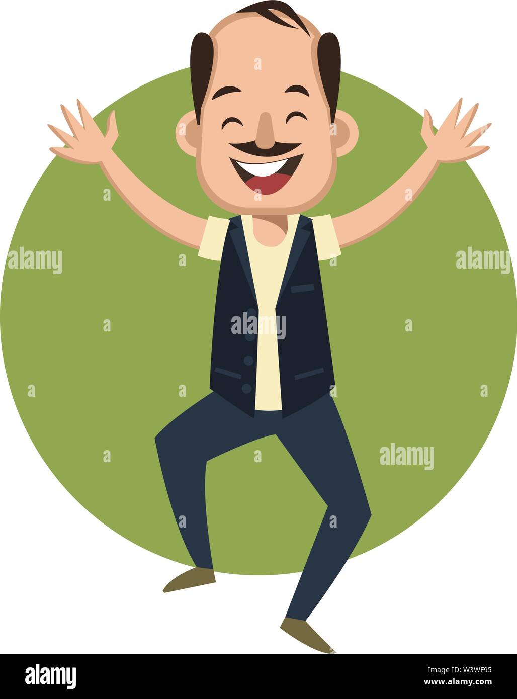 Happy man jumping, illustration, vector on white background Stock ...