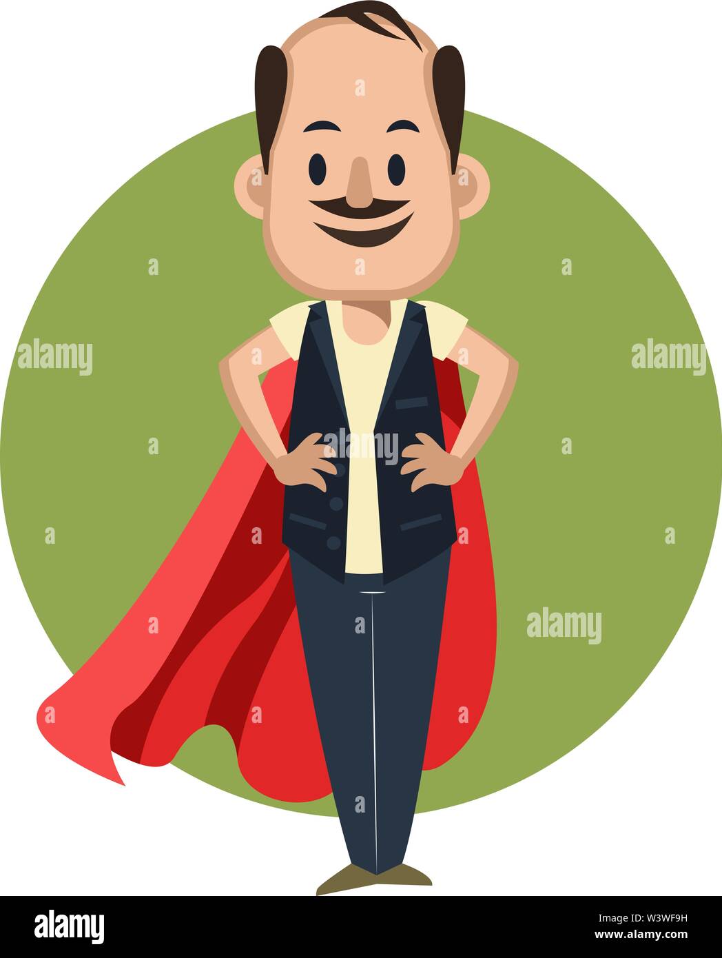 Man with red cape, illustration, vector on white background Stock ...