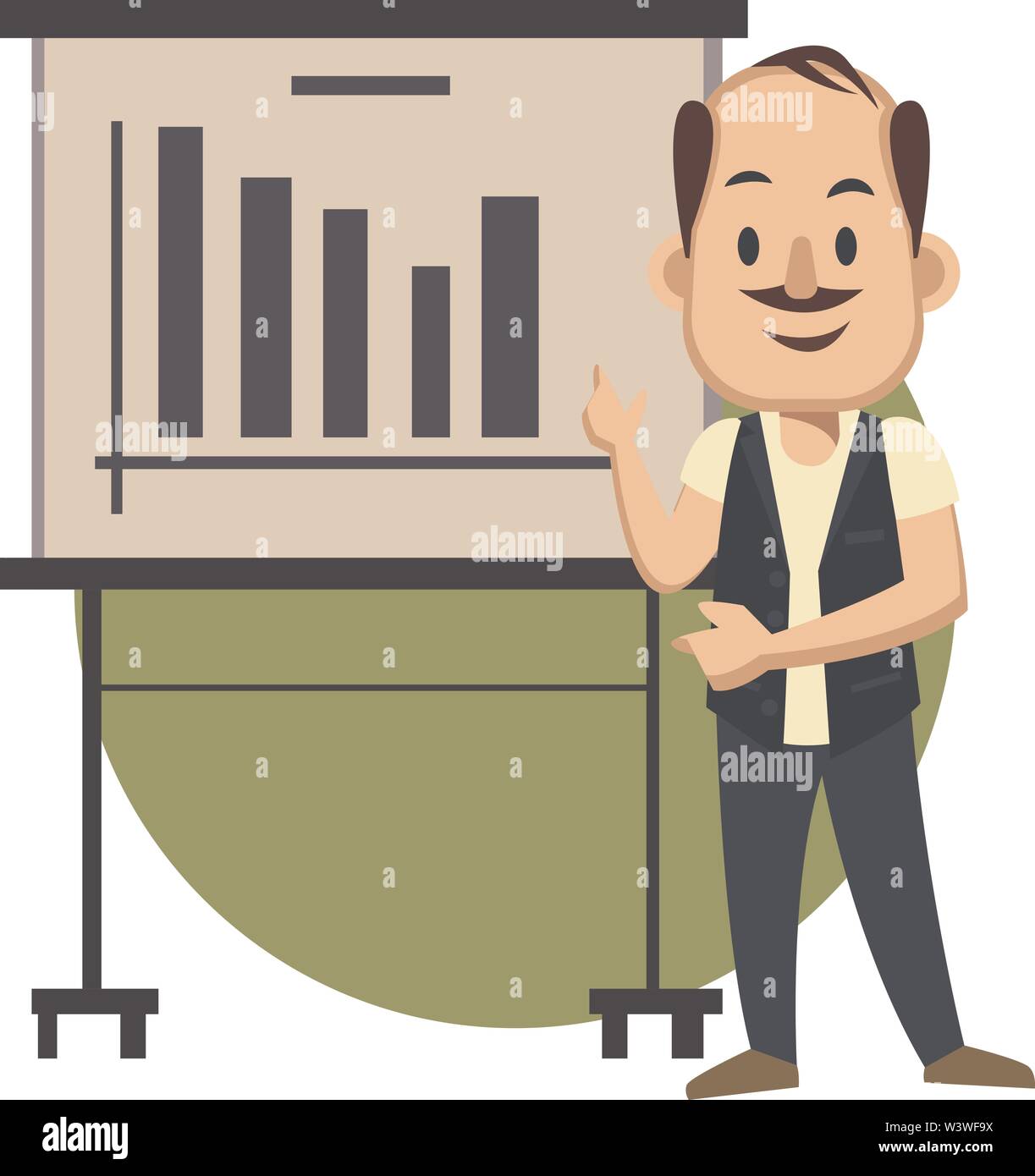 Man with analytic panel, illustration, vector on white background Stock ...