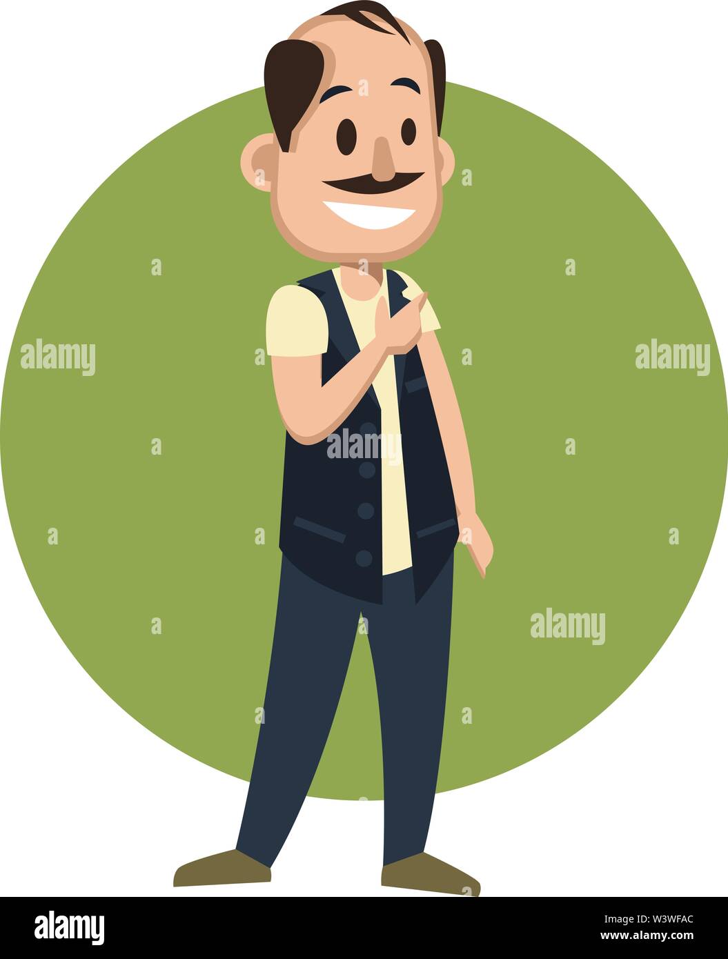 Happy man smiling, illustration, vector on white background Stock ...