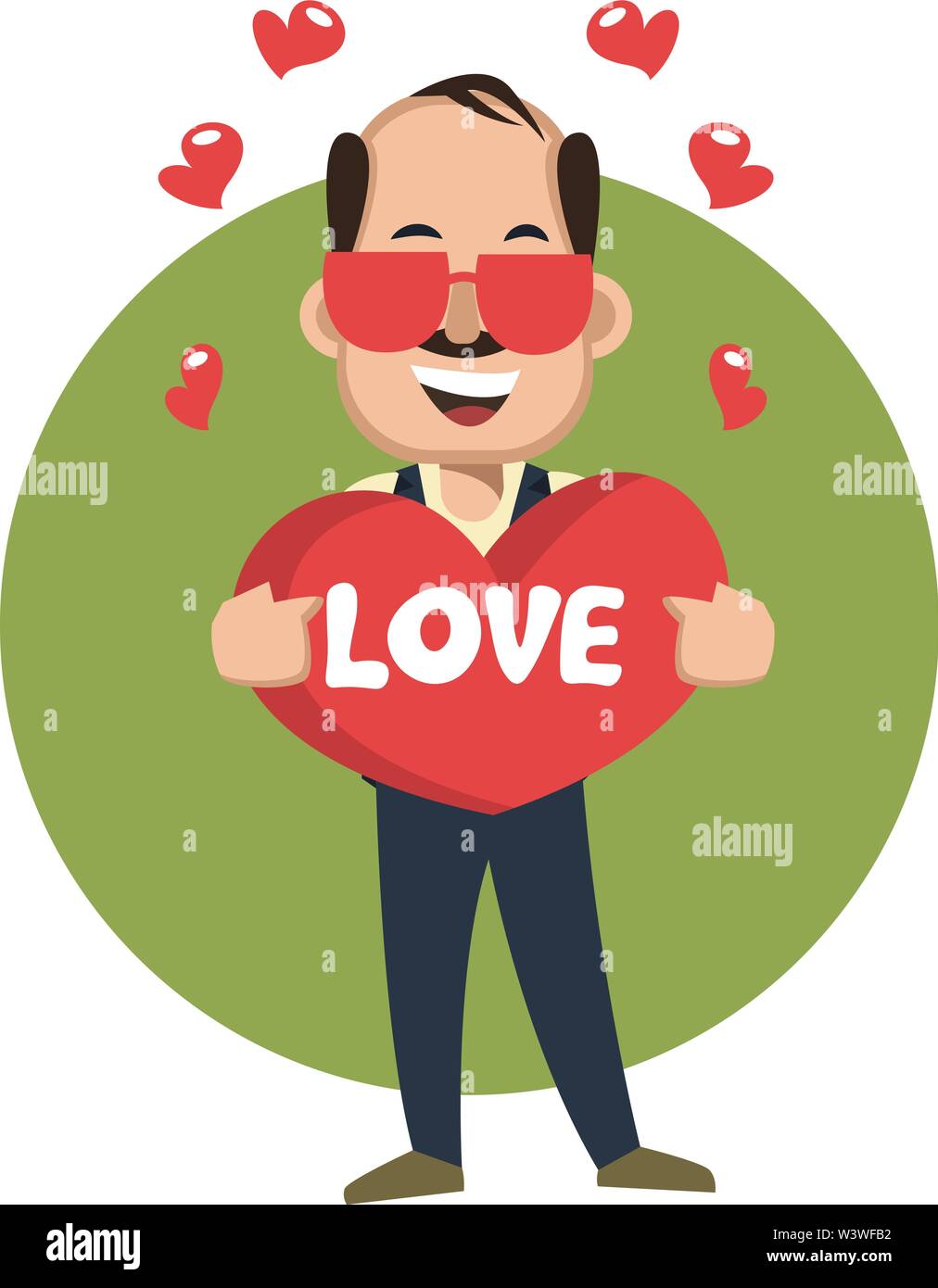 Man with big heart, illustration, vector on white background Stock ...