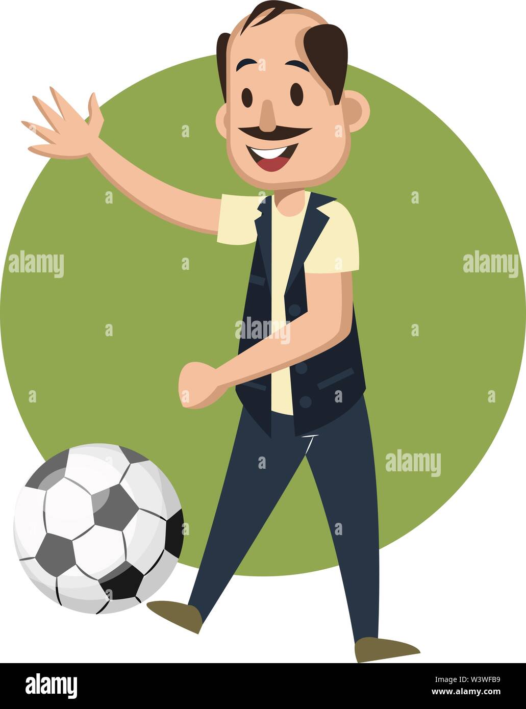 Man playing football, illustration, vector on white background Stock ...