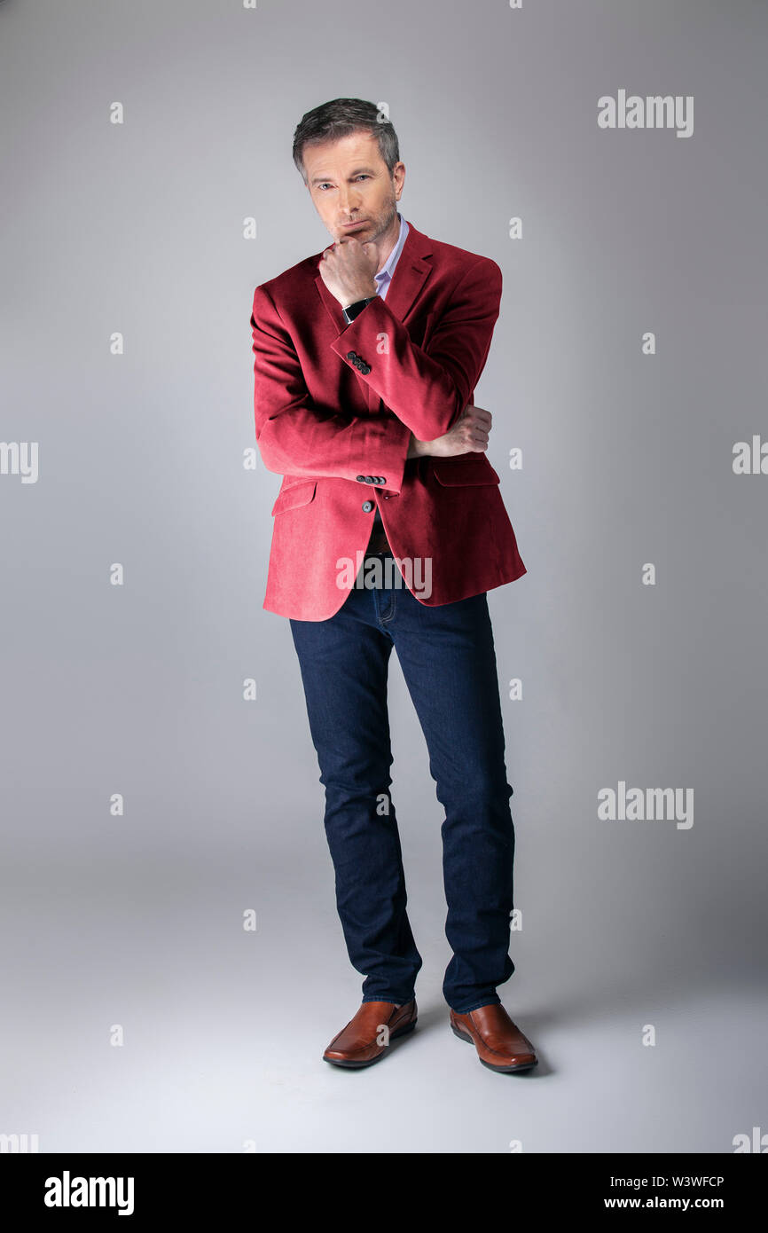 Middle-aged Caucasian businessman looking posh wearing modern fall ...