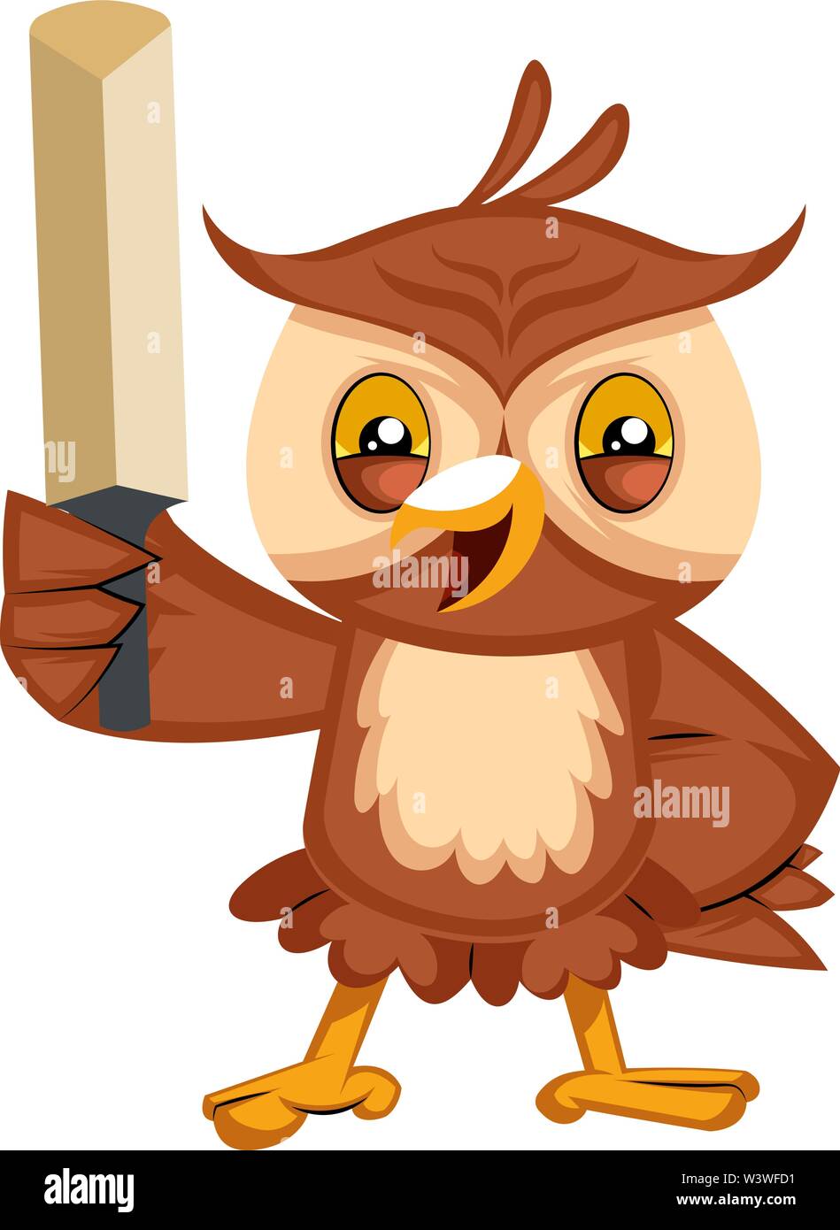 Owl with sword, illustration, vector on white background Stock Vector ...