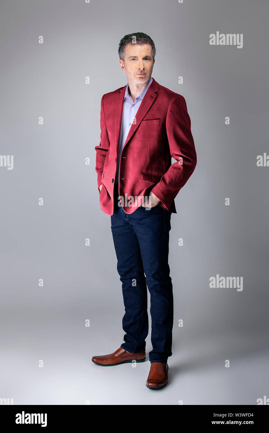 Middle-aged Caucasian businessman looking posh wearing modern fall ...