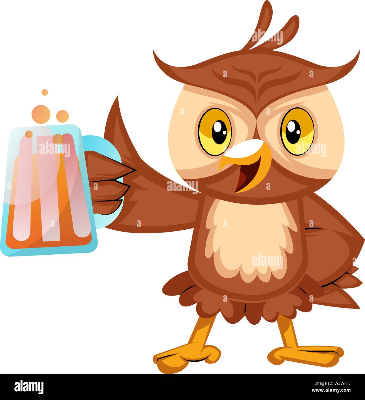 Owl with beer, illustration, vector on white background Stock Vector ...