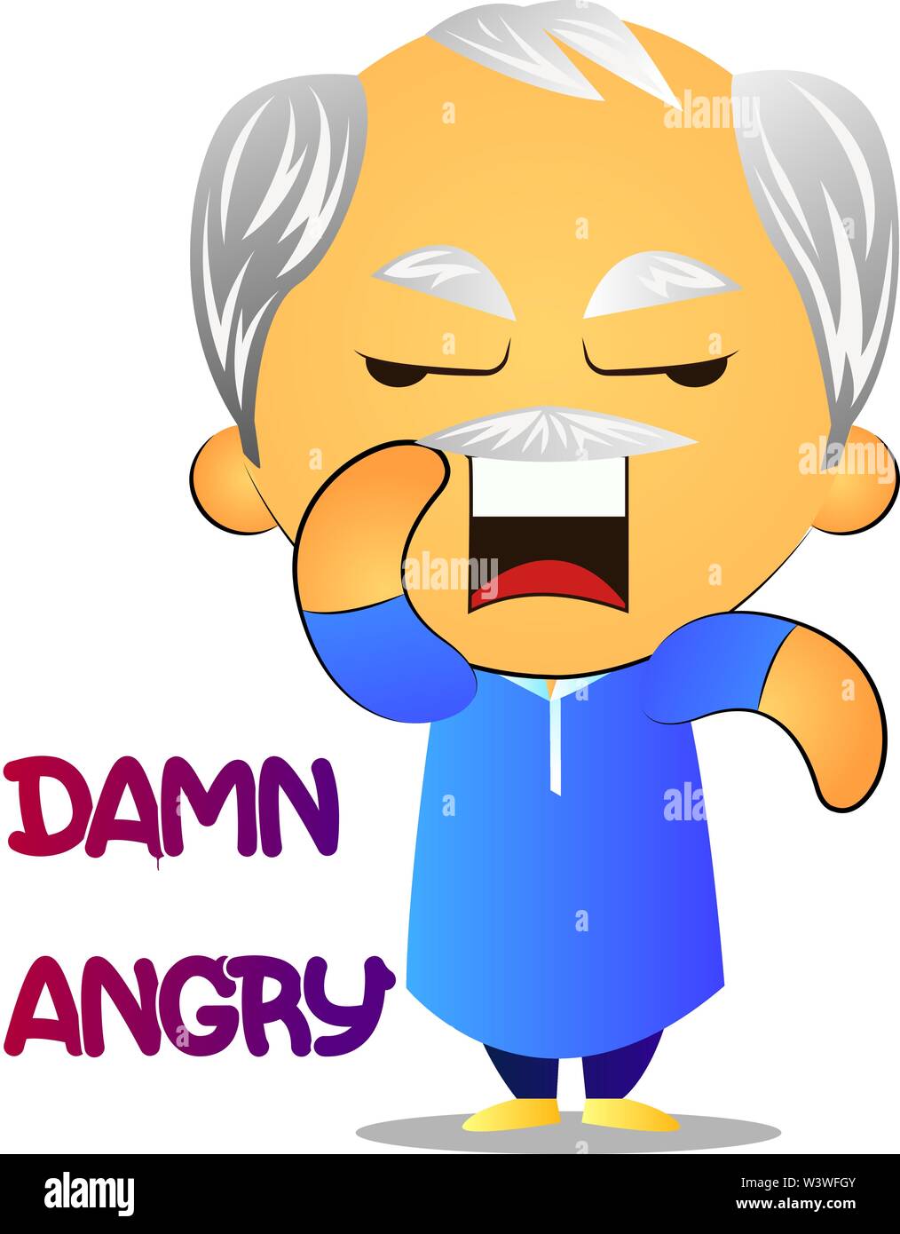 Angry old man, illustration, vector on white background Stock Vector ...