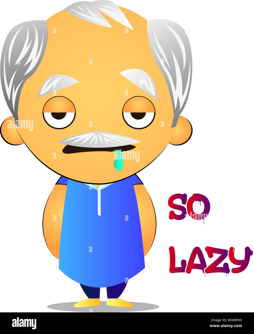 Lazy old man, illustration, vector on white background Stock Vector ...