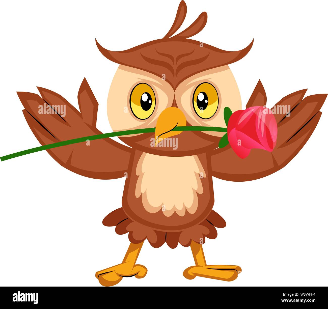Owl with rose, illustration, vector on white background Stock Vector ...
