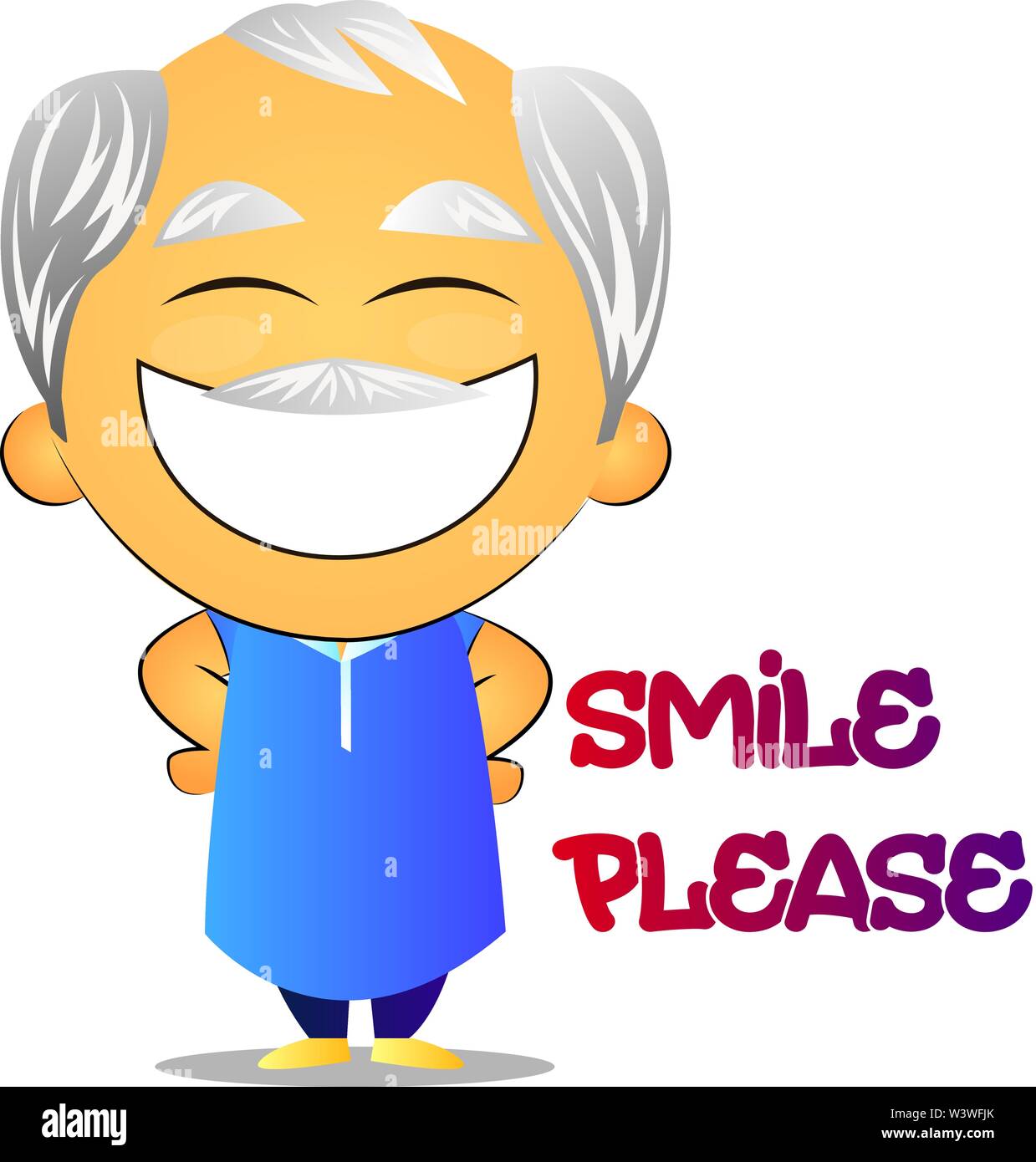 Old man smiling, illustration, vector on white background Stock Vector ...