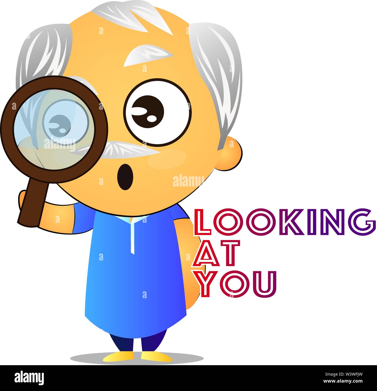 Old man looking at you, illustration, vector on white background Stock ...