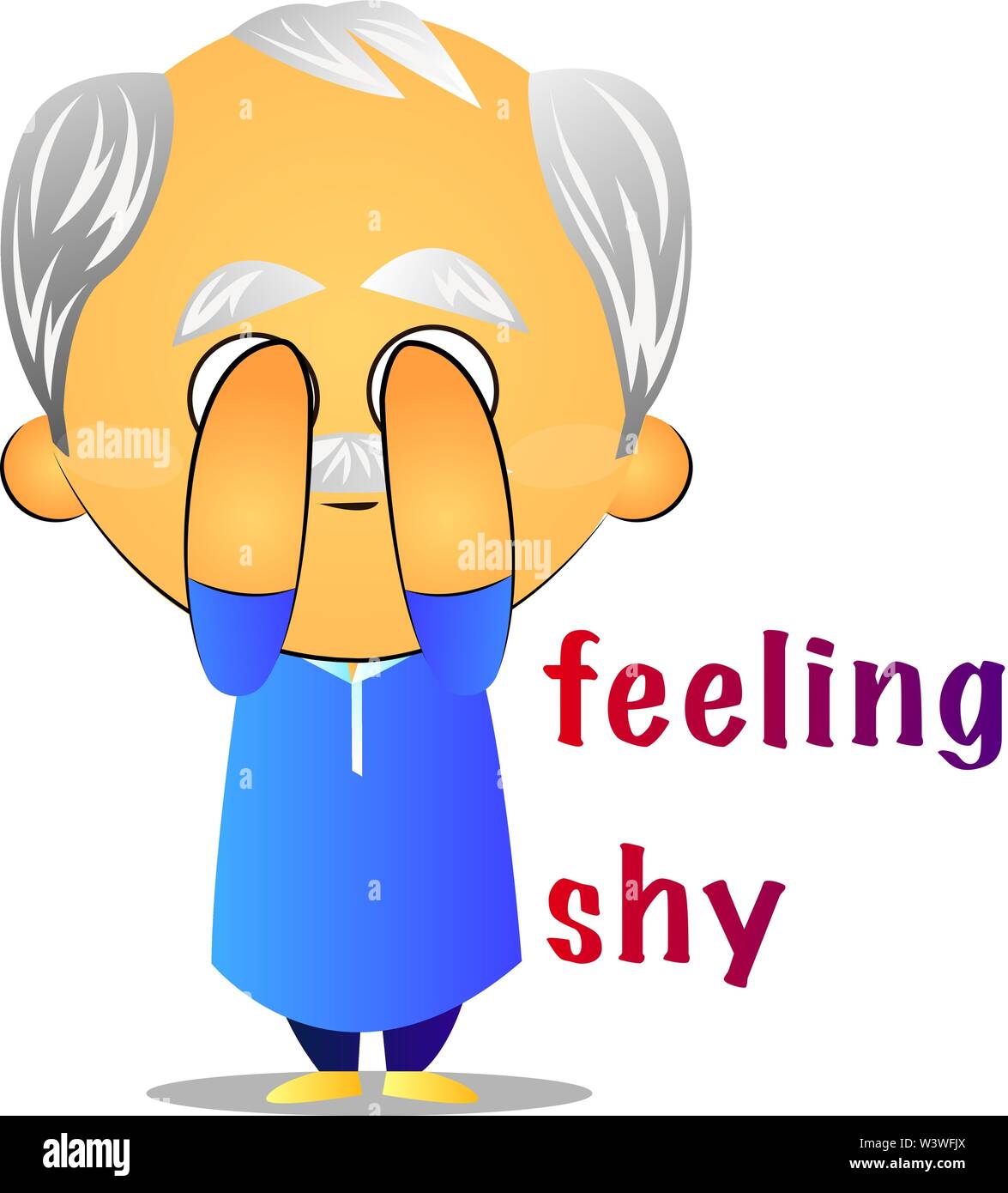 Old man feeling shy, illustration, vector on white background Stock ...