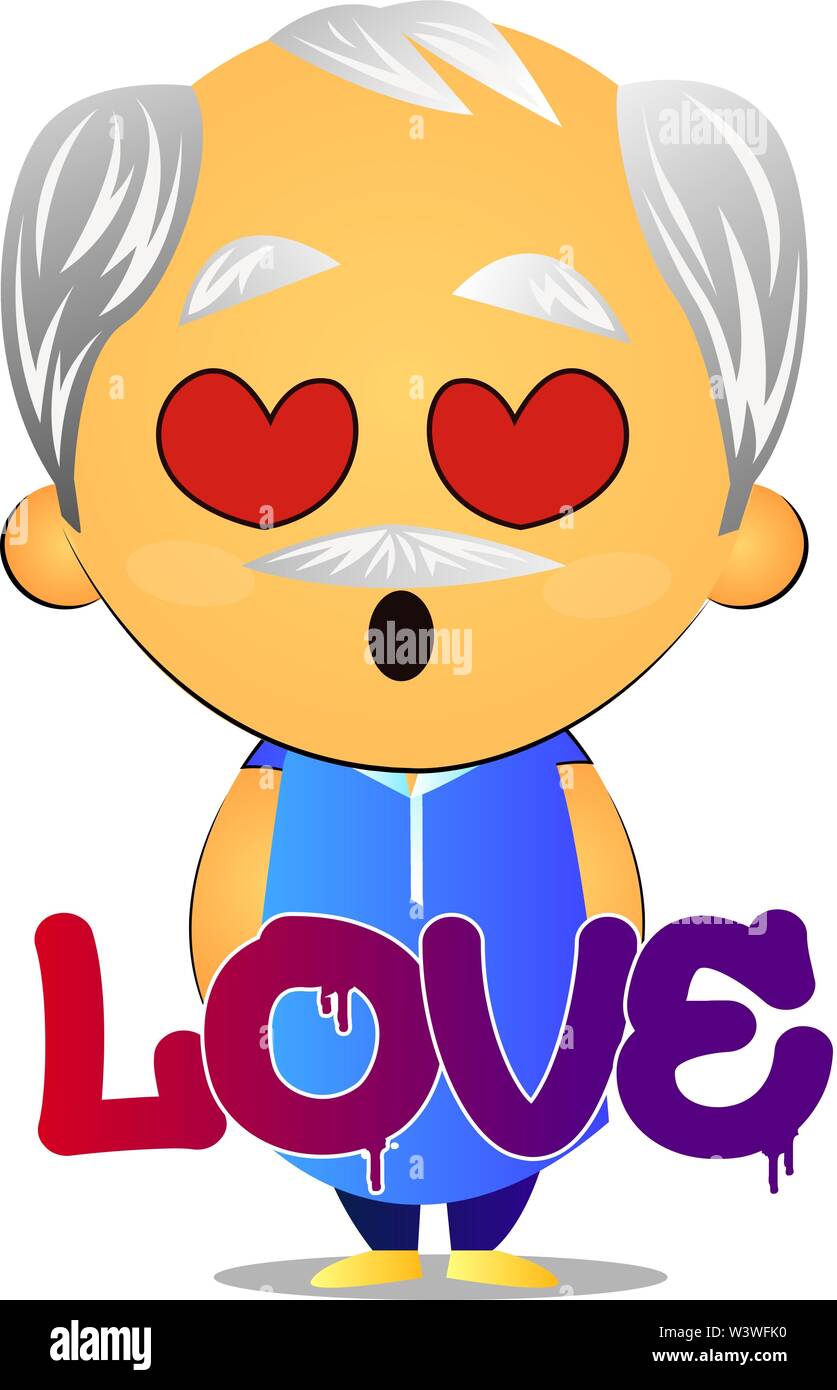 Old man is in love, illustration, vector on white background Stock ...