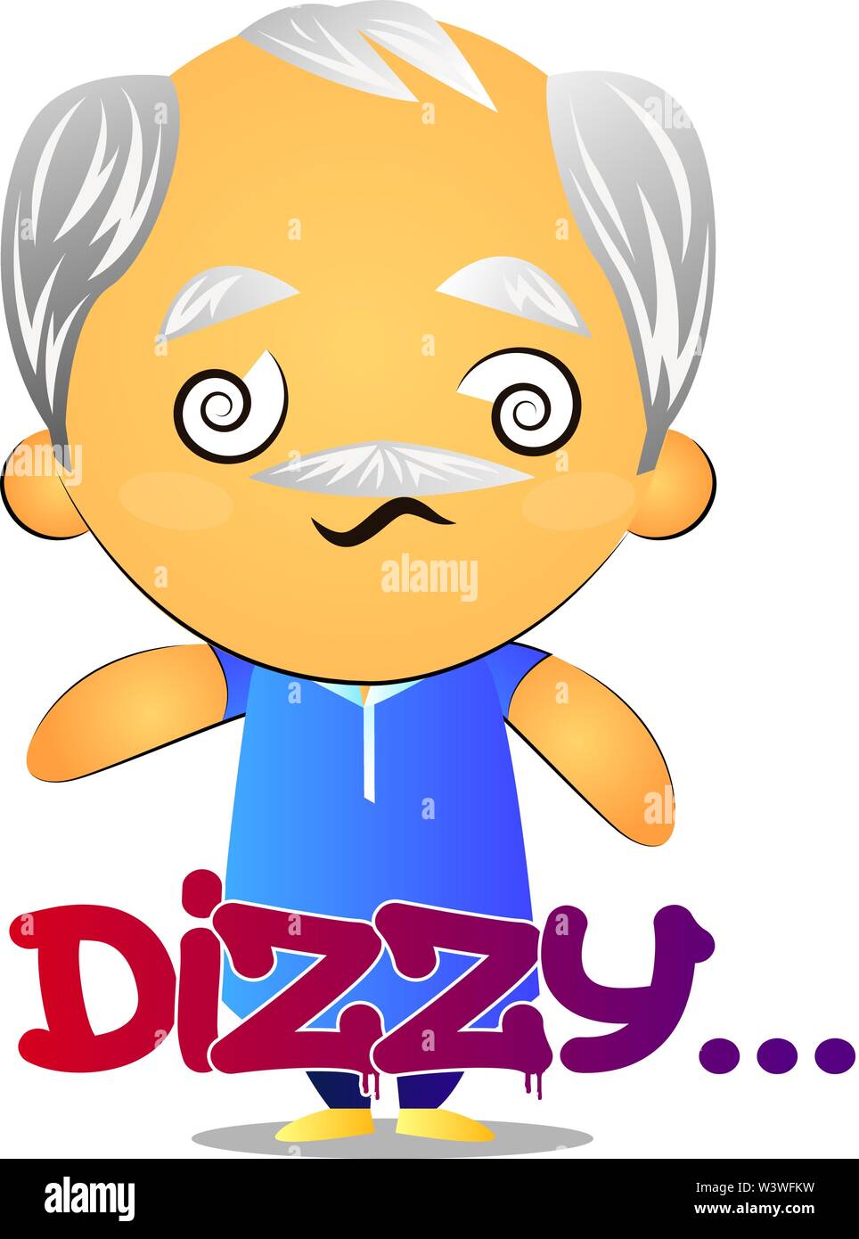 Old man feeling dizzy, illustration, vector on white background Stock ...