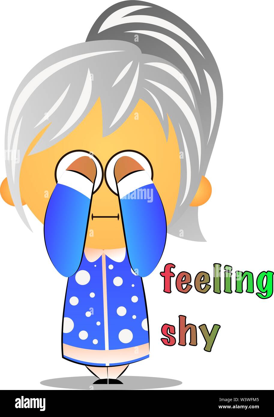 Grandma feeling shy, illustration, vector on white background Stock ...
